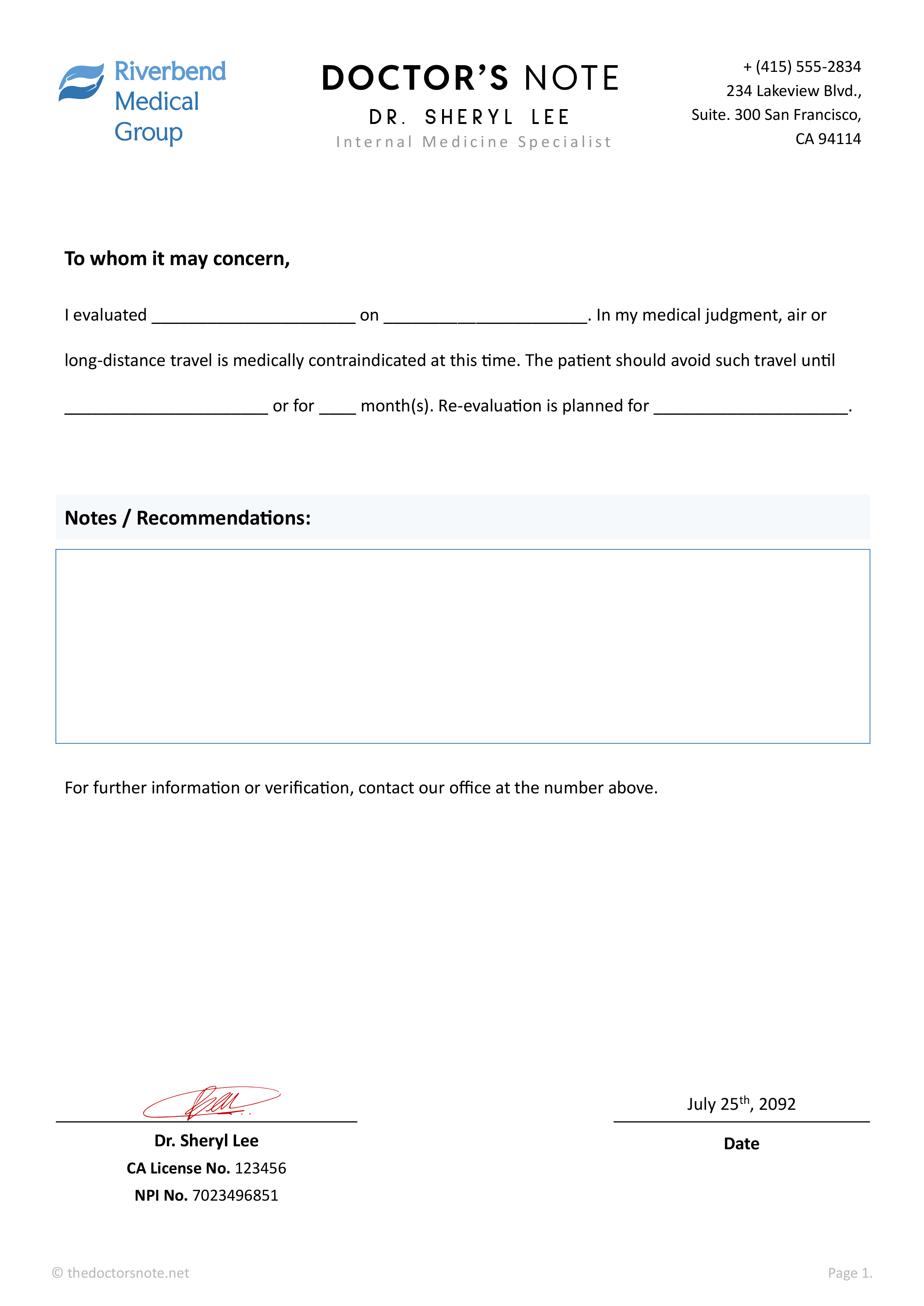Doctor’s Note for Travel Cancellation (Word | Google Docs) - TDN