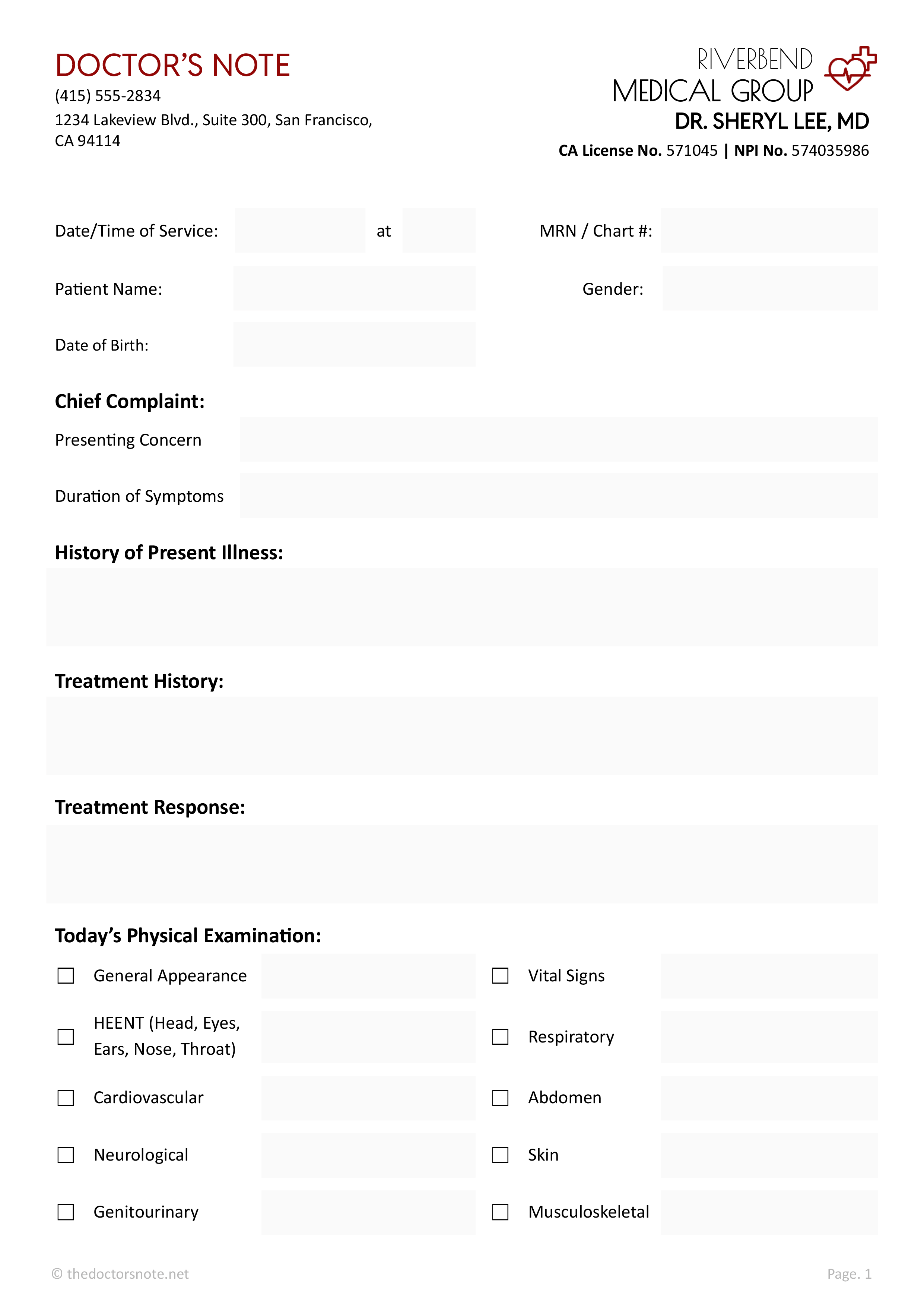 Free Doctor’s Progress Note Template - Thedoctorsnote.net