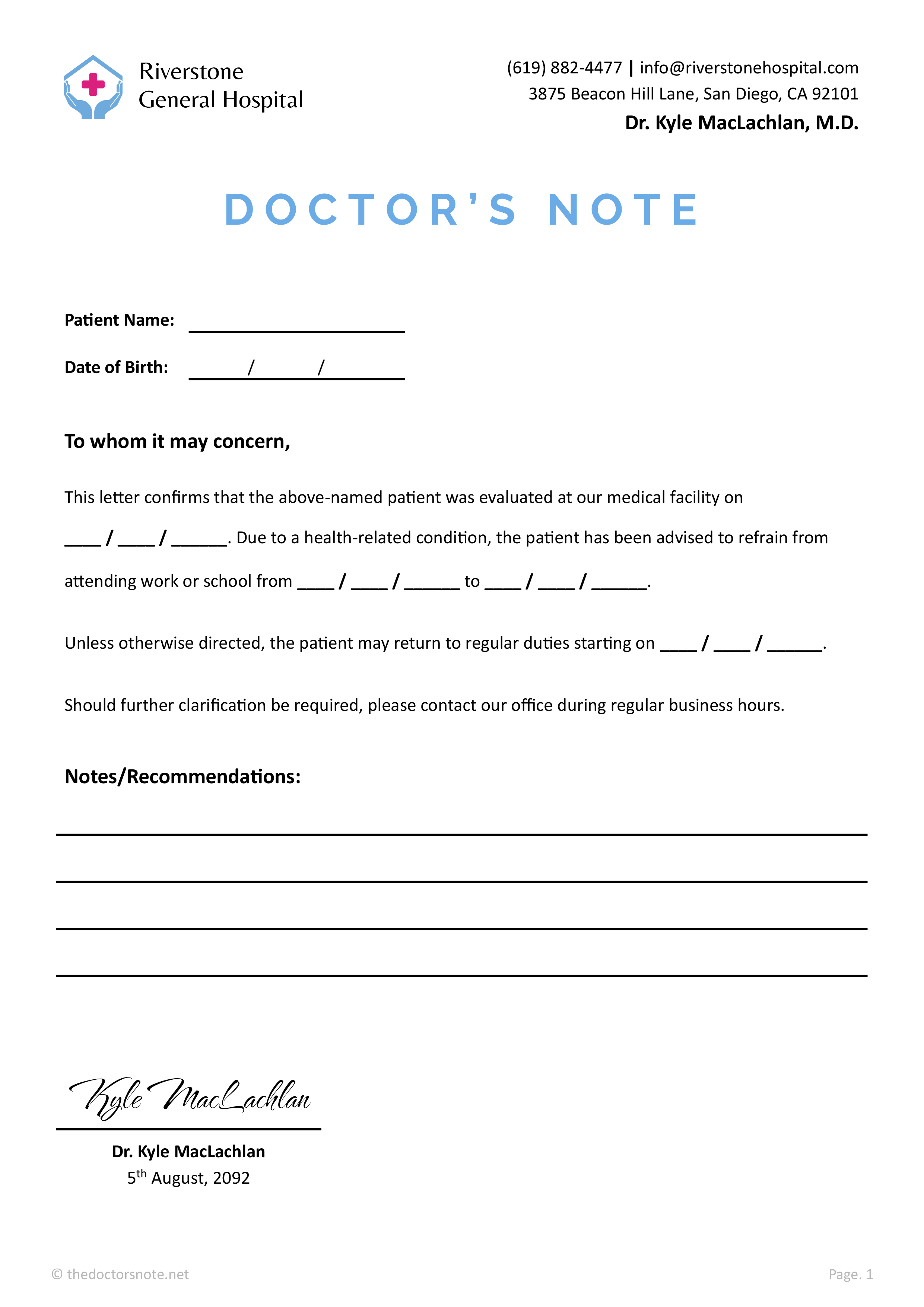 What Does a Doctor’s Note Look Like? – Thedoctorsnote.net